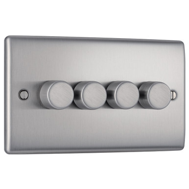 BG Electrical Nexus Metal 4-Gang 2-Way Dimmer Switch Brushed Metal | BG ...