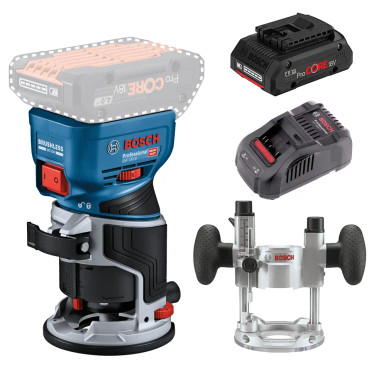 Bosch GKF 18V-8 18V Palm Router, Plunge Base, 1x 4.0Ah ProCORE Battery ...