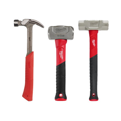 Milwaukee 3 Piece Club, Claw & Sledge Hammer Set - ITS