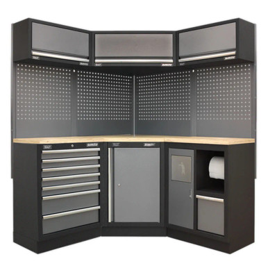 Sealey APMSSTACK08W Superline PRO Corner Storage System with Wood ...