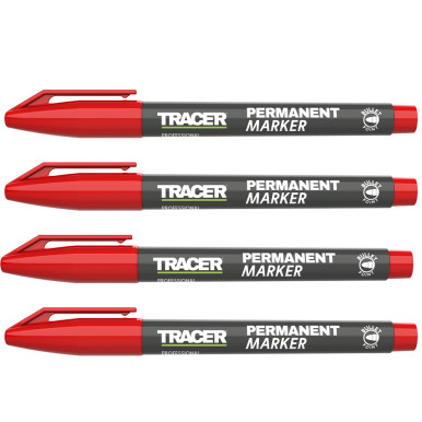 Tracer RED Permanent Construction Marker - Pack of 4 - ITS