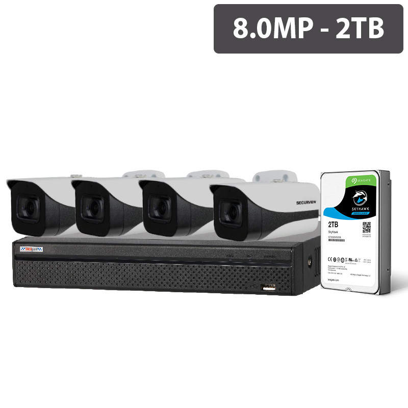 WATCHGUARD Compact 8 Channel 8.0MP HDCVI AI Surveillance Kit (4 x Fixed ...