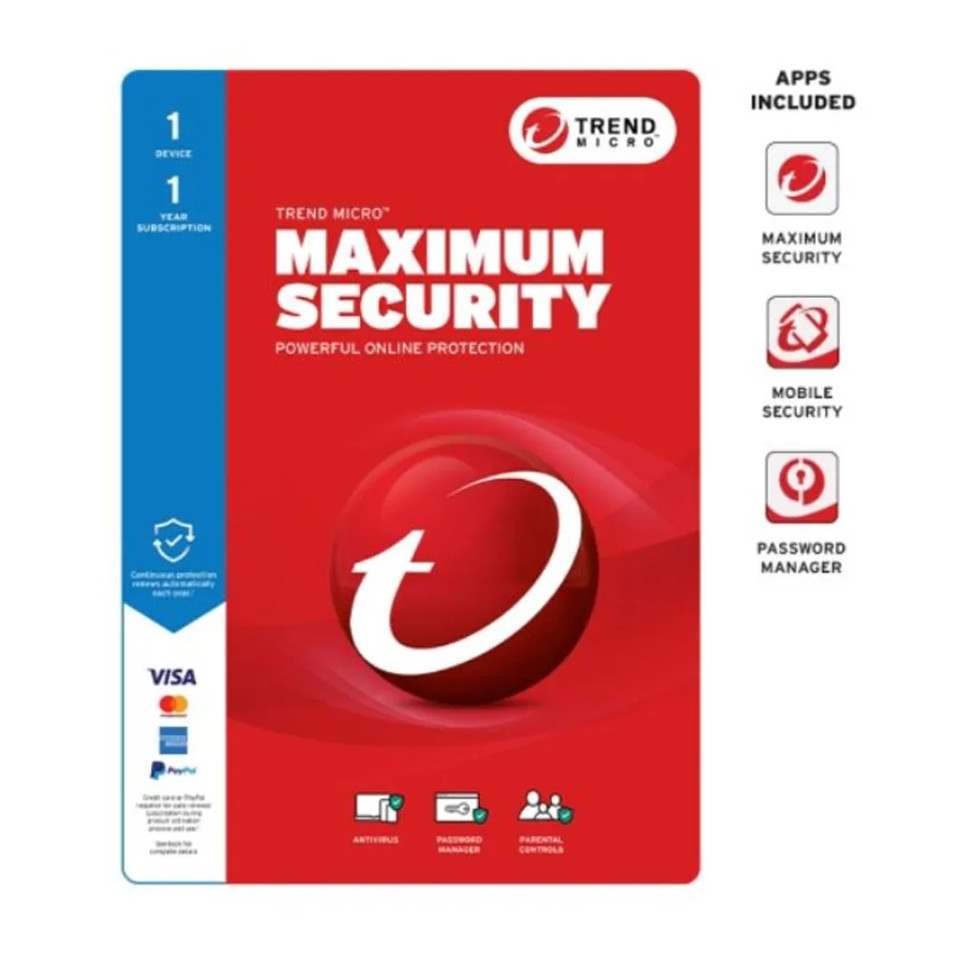 Trend Micro Maximum Security Plus (1 Device) 1 Year Add-on Auto Renew ...