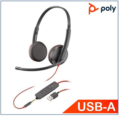 Plantronics/Poly Blackwire 3225 Headset, USB-A, Stereo, 3.5mm duo ...