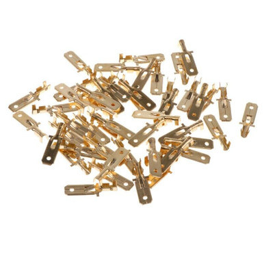 50 Sets Male & Female Brass Crimp Terminal 6.3mm Wire Spade Connectors Gold