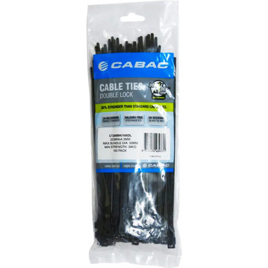 Buy CABAC 203 X 4.3Mm Double Lock Cable Tie 100Pk Black