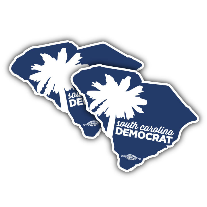 South Carolina Democrat State Cut (4" x 3" Vinyl Sticker -- Pack of Two ...