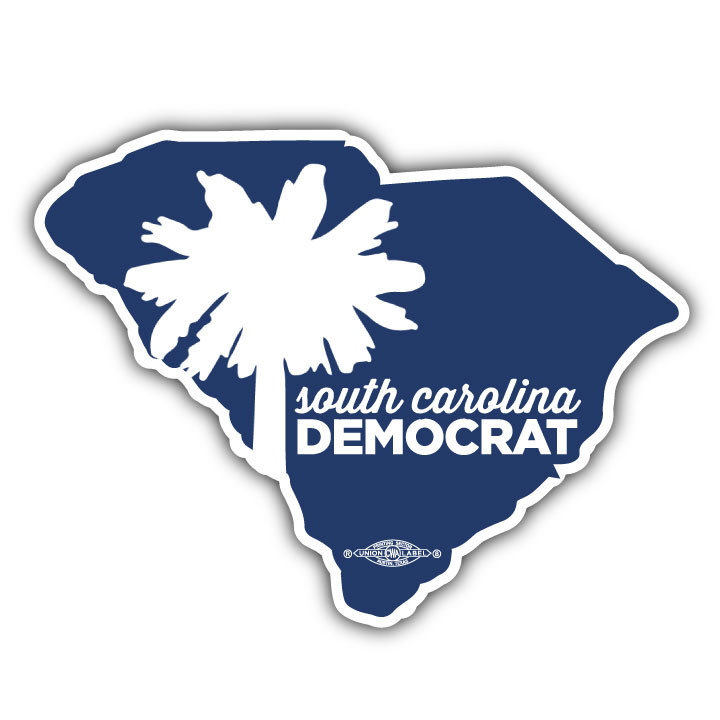 South Carolina Democrat State Cut (4" x 3" Vinyl Sticker -- Pack of Two ...