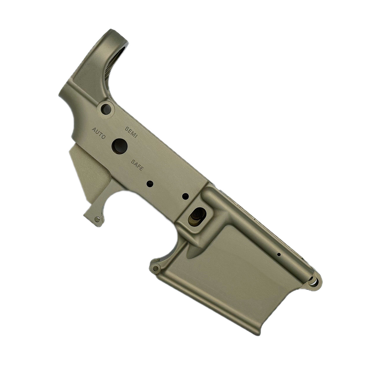 AR15 Lower Receiver - "LOW-KEY" - Widemouth Clear Anodized - Text Markings