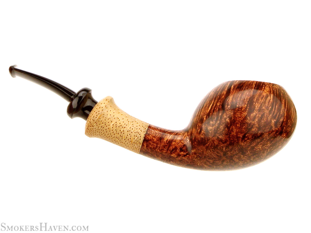 LAN Pipe 1/4 Bent Smooth Tomato w/ Lotus Pod - SmokersHaven.com