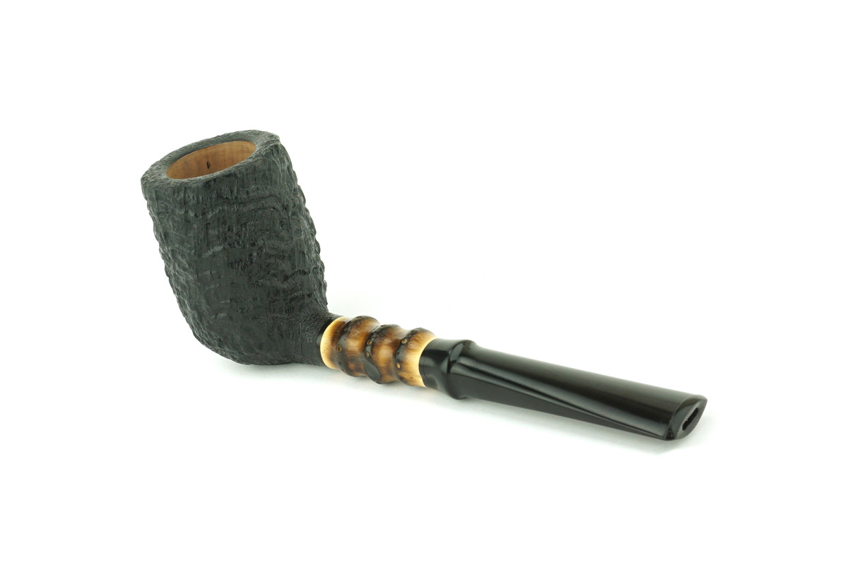 Ryan Alden Pipe Blasted Billiard w/ Bamboo - SmokersHaven.com