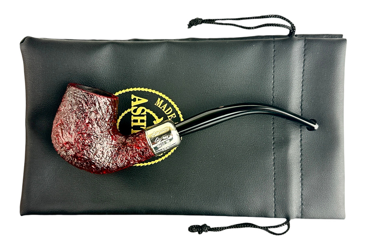 Ashton Pipe Pebble Grain XX 224 Bent Billiard w/ Silver - SmokersHaven.com