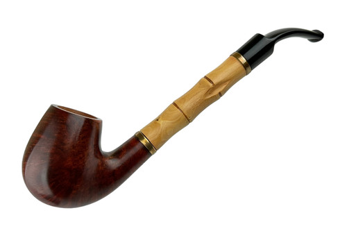Genod Pipe Smooth Bent Billiard Bamboo - SmokersHaven.com