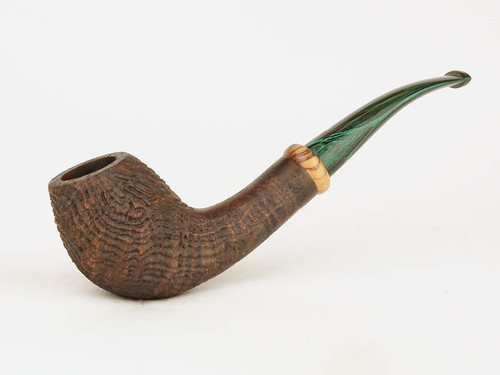Jon Rinaldi Estate Pipe Sandblasted Egg w/ Olivewood - SmokersHaven.com