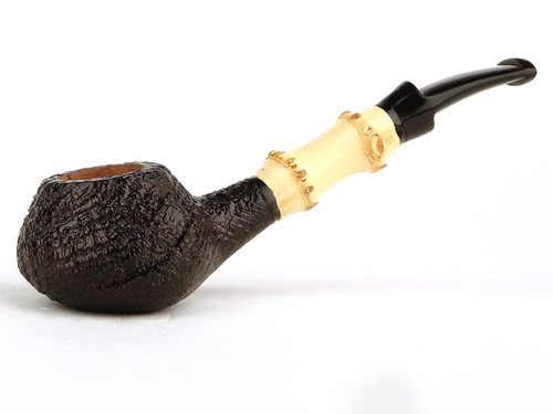 Luciano Pipe Sandblasted Bent Tomato w/ Bamboo #94B - SmokersHaven.com