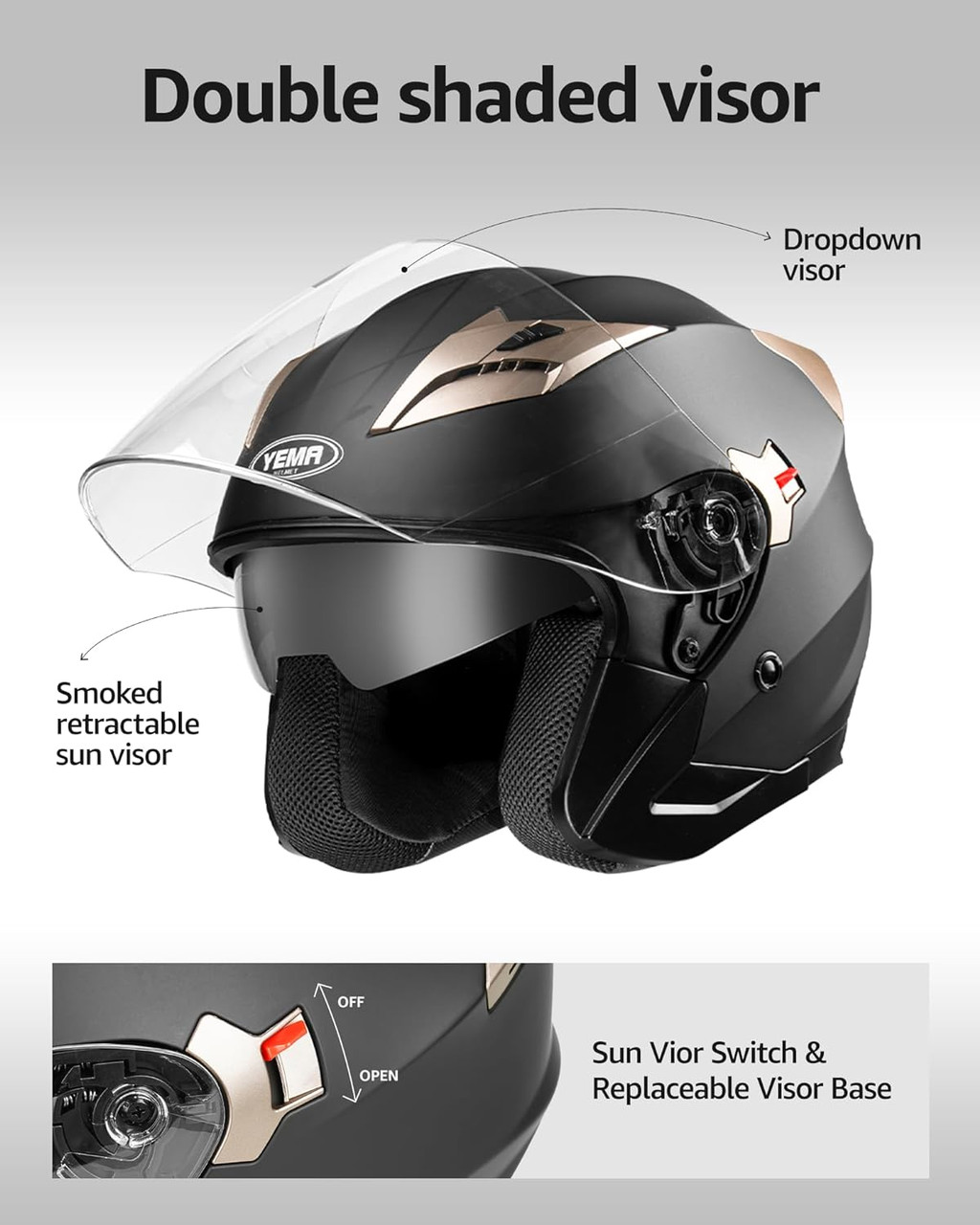 Open Face Motorcycle Helmets, DOT Approved | Txpowersports