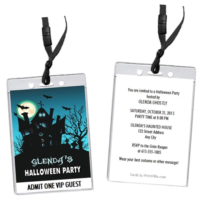 Haunted House Halloween Party VIP Pass Invitation, Design 3