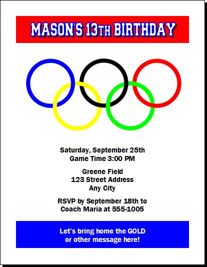 Olympic Rings Birthday Party Invitation