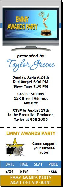Emmy Awards Party Ticket Invitation