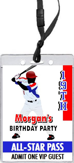 Baseball Player Birthday Party VIP Pass Invitation by Print Villa
