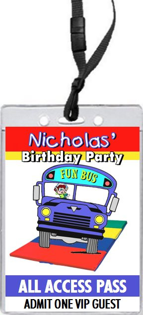 Fun Bus Birthday Party VIP Pass Invitation by Print Villa