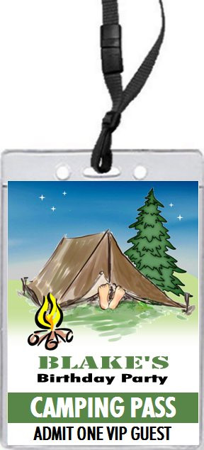 Camping Birthday Party VIP Pass Invitation by Print Villa