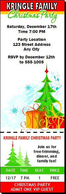 Tree Trimming Christmas Party Ticket Invitation
