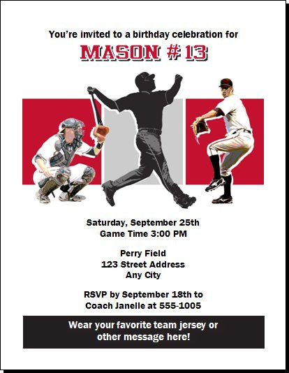 Arizona Diamondbacks Colored Baseball Birthday Party Invitation