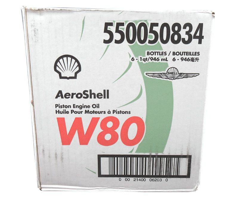 AeroShell W80 Aircraft Piston Engine Oil - 6 Quarts