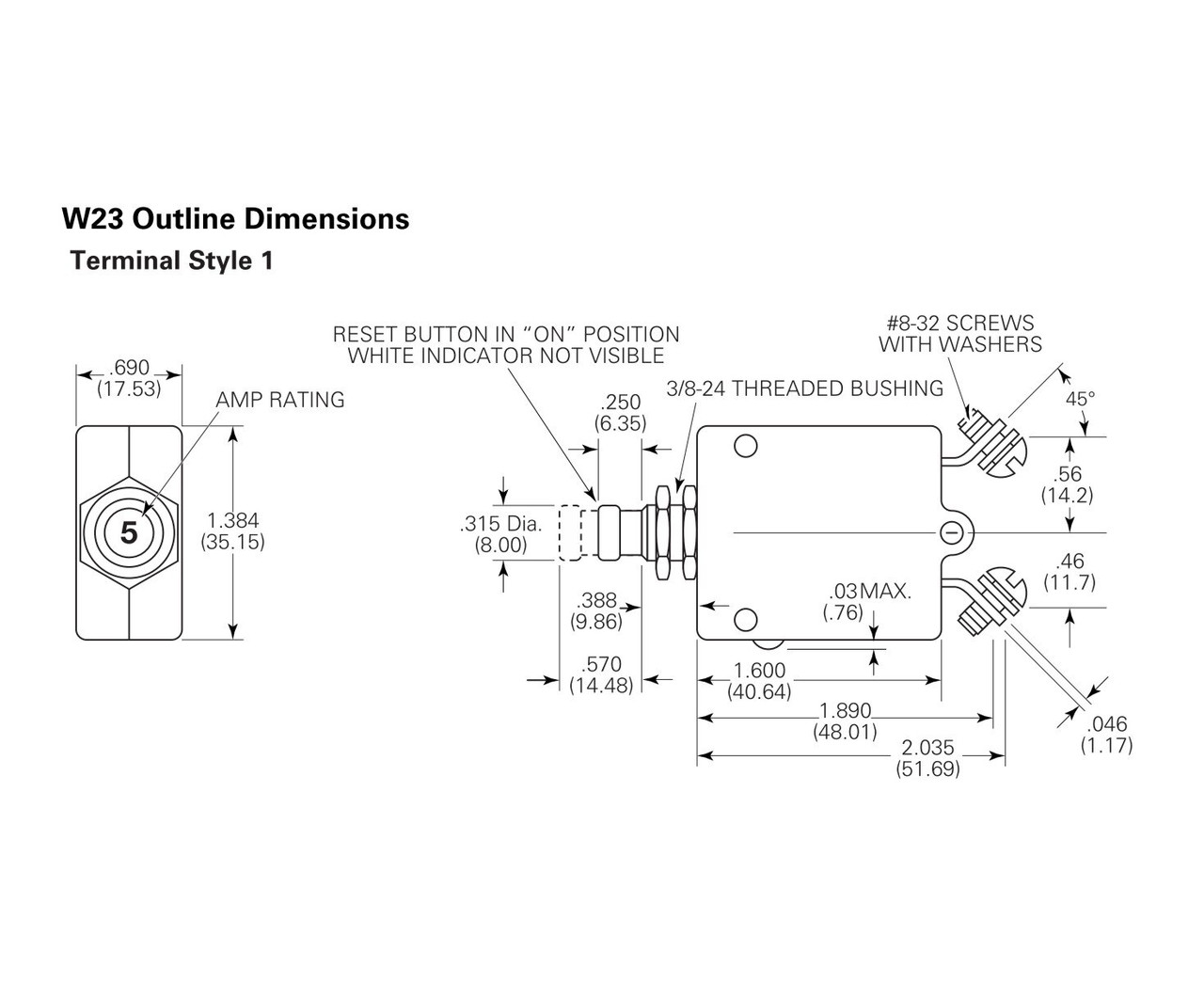 Potter & Brumfield W23-X1A1G-25 Push/Pull Circuit Breaker - 25 AMP at ...