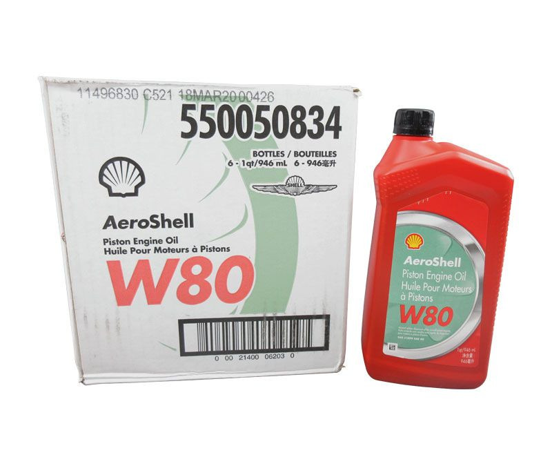 AeroShell W80 Aircraft Piston Engine Oil - 6 Quarts