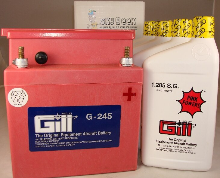 Gill G-245 Aircraft Battery with Acid at SkyGeek.com
