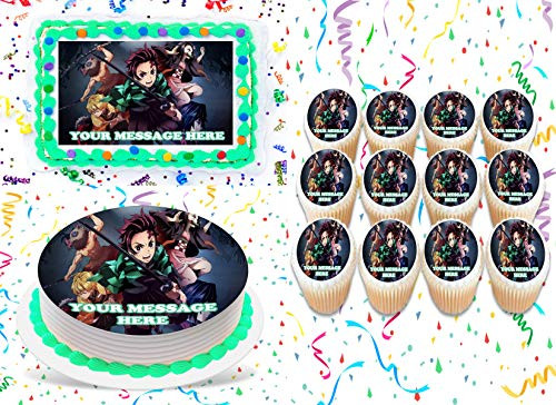 Demon Slayer Cake Topper Edible Image Personalized Cupcakes Frosting ...