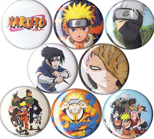 Set of 8 Naruto 1" pins-buttons-badges - Famous Microgreens