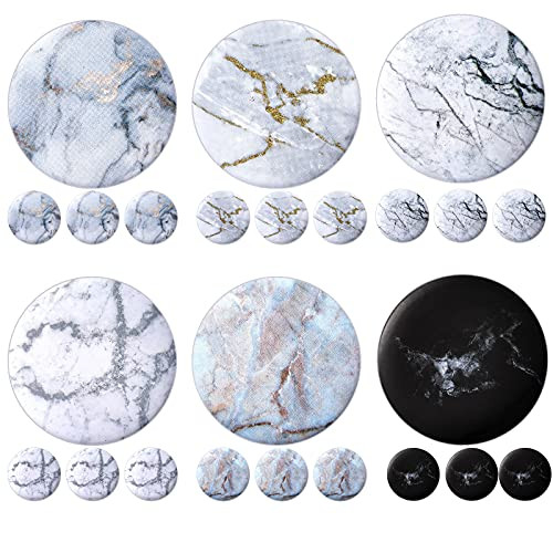 24 Pieces Marble Fridge Magnets Round Refrigerator Magnets Black and ...