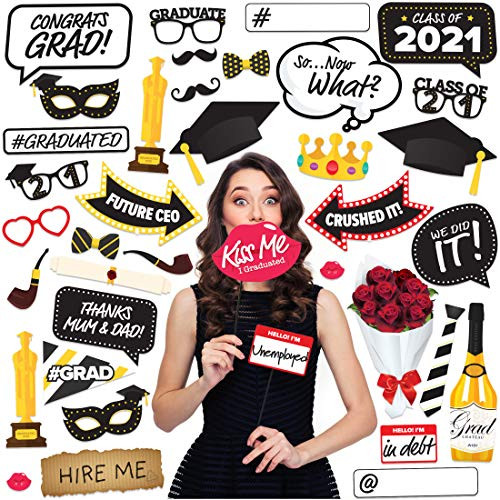 Graduation Photo Booth Props 2021 38pcs Set Graduation Decorations 2021 ...