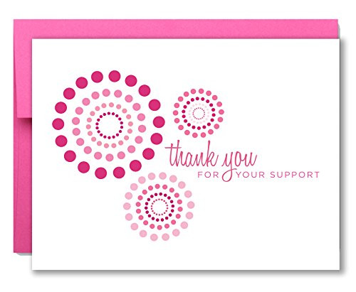 20 Breast Cancer Support Modern Pink Ribbon Thank You Cards - for ...