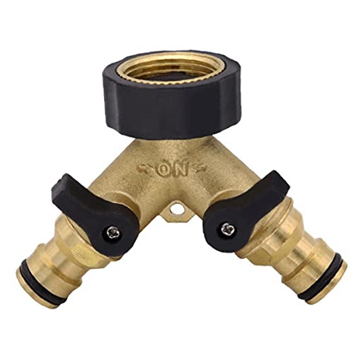 Double Tap Adaptor Hose Splitter Tap 2 Way Y Connector Solid Brass 3/4 ...