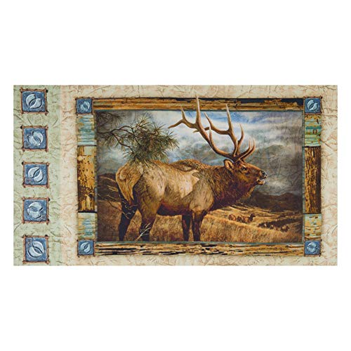 Fabric and Fabric QT Fabrics Wild Elk 24'' Panel Cream - Famous Microgreens