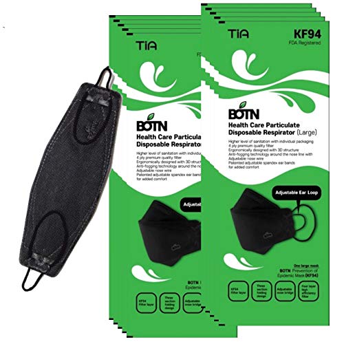 `-Pack of 10- BOTN Black KF94 Face Adult Mask Made in Korea Disposable ...