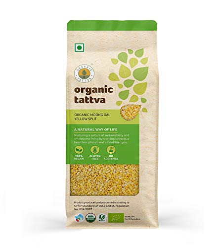 Organic Tattva Yellow Split Lentils Mung Beans -Moong Dal- 500g ...