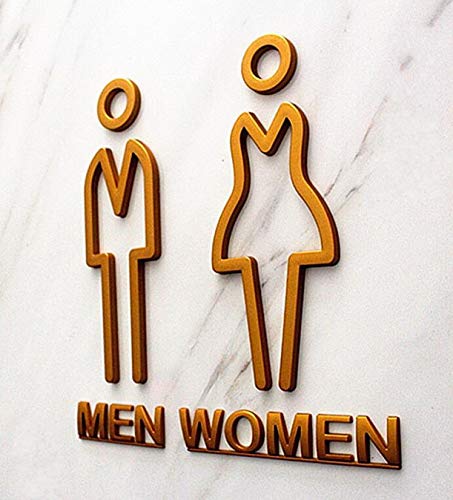 ZHONGJIUYUAN 1pair -Gold- Toilet Sign Men and Women Wc Sign for ...