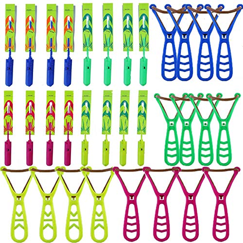 JX 16 Pack Rocket Slingshot Helicopters with LED Lights 16 Pcs Rocket ...