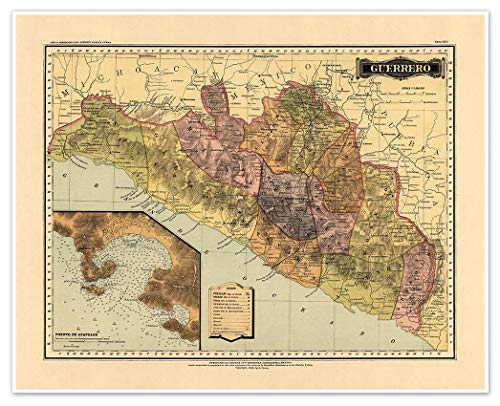 Antiguos Maps - Estado Libre y Soberano de Guerrero Map from Atlas ...