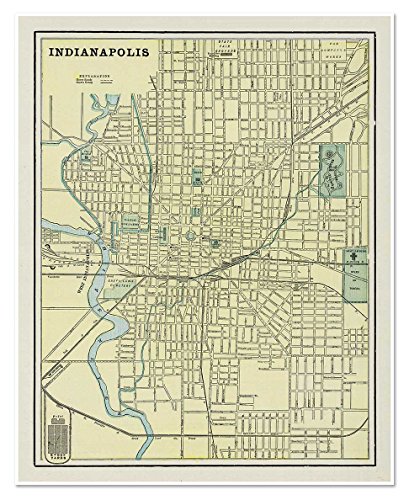 Antiguos Maps - Cram's Indianapolis, Indiana City Street Map- Circa ...