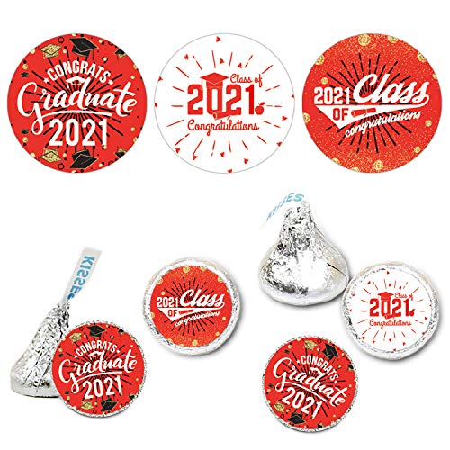 180 Graduation Stickers Red Class of 2021 Stickers Congrats Grad Party ...