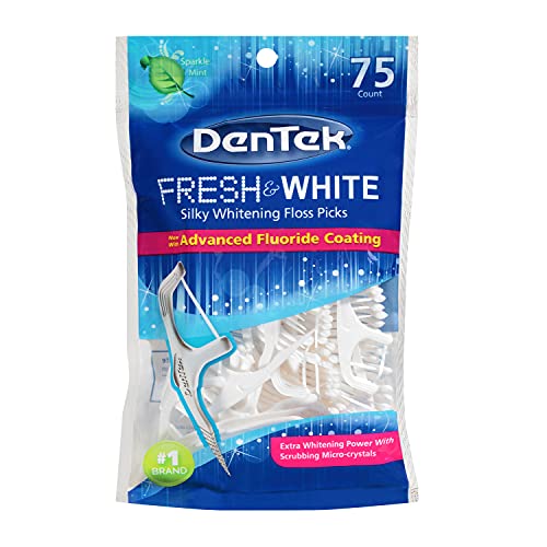 DenTek Fresh and White Floss Picks Silky Whitening 75 Count - Famous ...