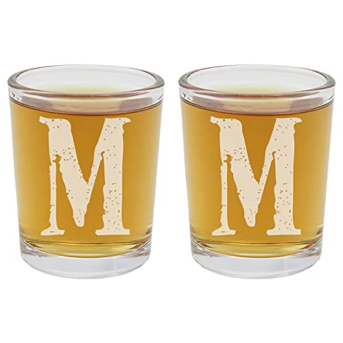 Pick Your Letter and Font Personalized Etched 2 Pack 2.5oz Shot Glasses ...