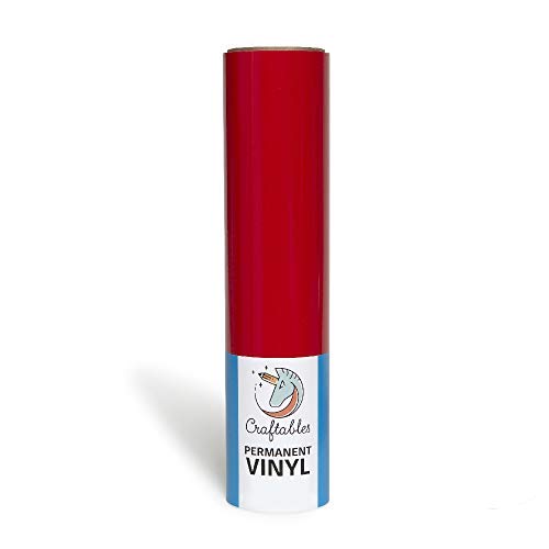 Craftables Red Vinyl Roll - Permanent Adhesive Glossy and Waterproof ...