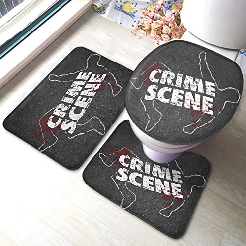 HOSNYE Crime Scene Words 3 Pieces Bathroom Rug Set Chalk Outline of A ...